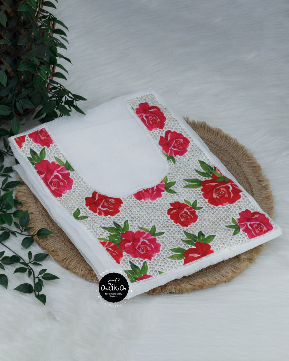 White kota Kurti Material with Applique Cut Work – Elegant and Luxurio ...